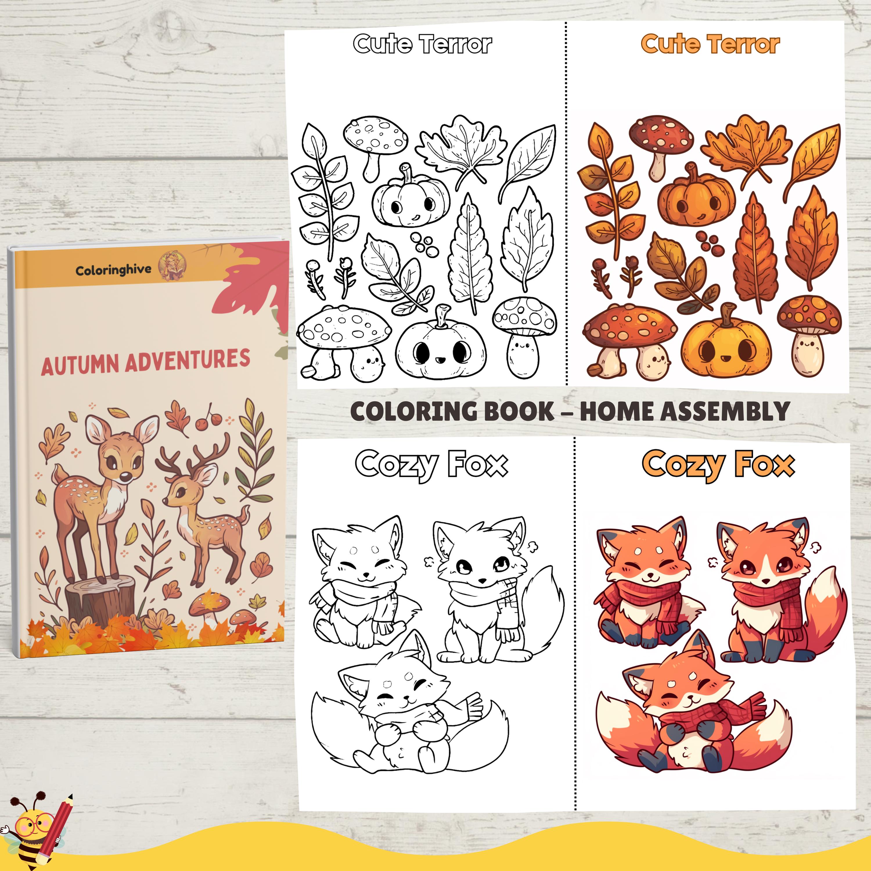 Autumn Coloring Book, Paper Craft Homemade Coloring Book, Cute Coloring ...