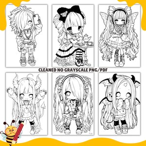 44 Kawaii Gothic Girls Coloring Pages, Chibi Girls, Kids Coloring Book ...