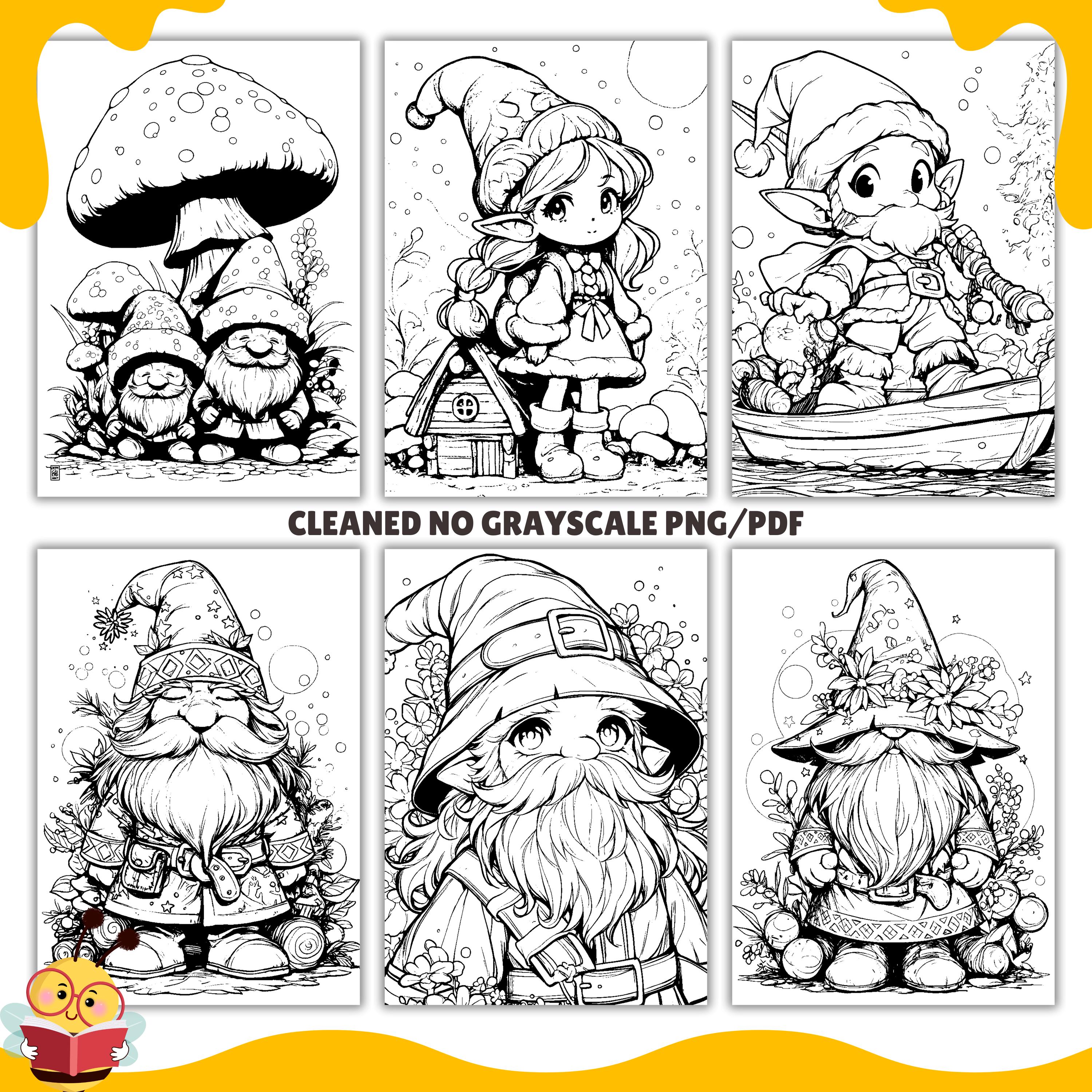 Cute Gnomes Coloring Book, Kawaii Gnomes Coloring Pages, Gnomes ...