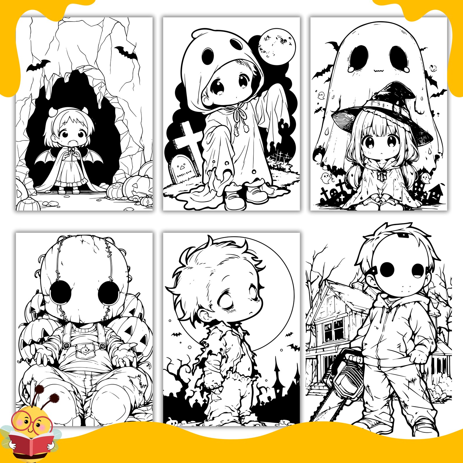 Kids Halloween Coloring Pages, Kids Coloring Book, PDF & PNG, Digital ...