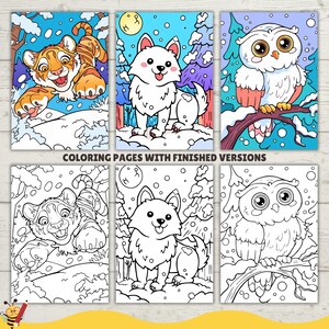 Artic Animals Coloring Pages, Winter Simple Coloring Book, for Children ...