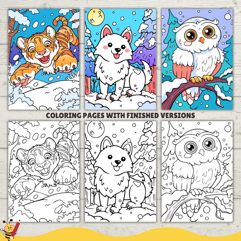 Artic Animals Coloring Pages, Winter Simple Coloring Book, for Children ...