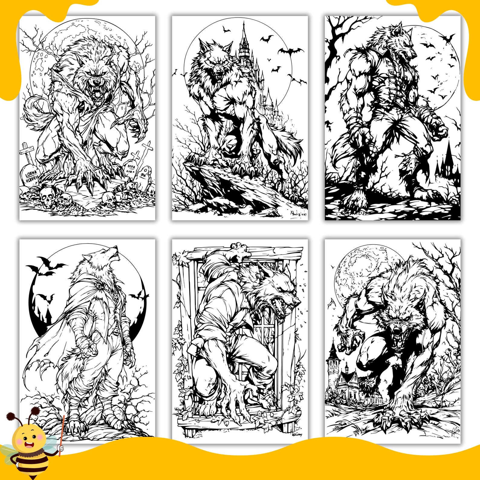 Halloween Werewolf Coloring Pages, Coloring Book, Halloween Wolf ...
