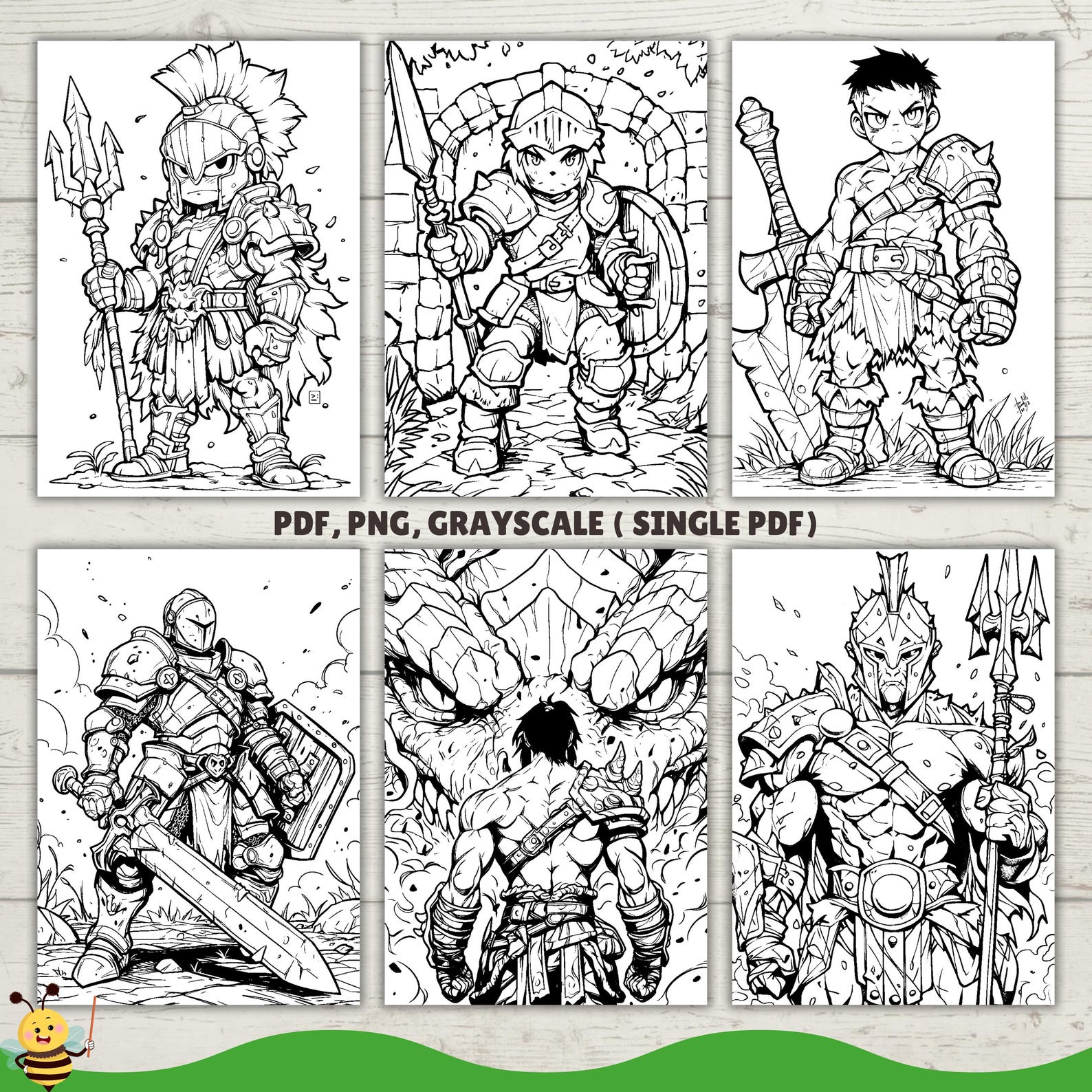 Dnd Warrior Coloring Pages, Anime Warrior Coloring Book, PDF, PNG ...