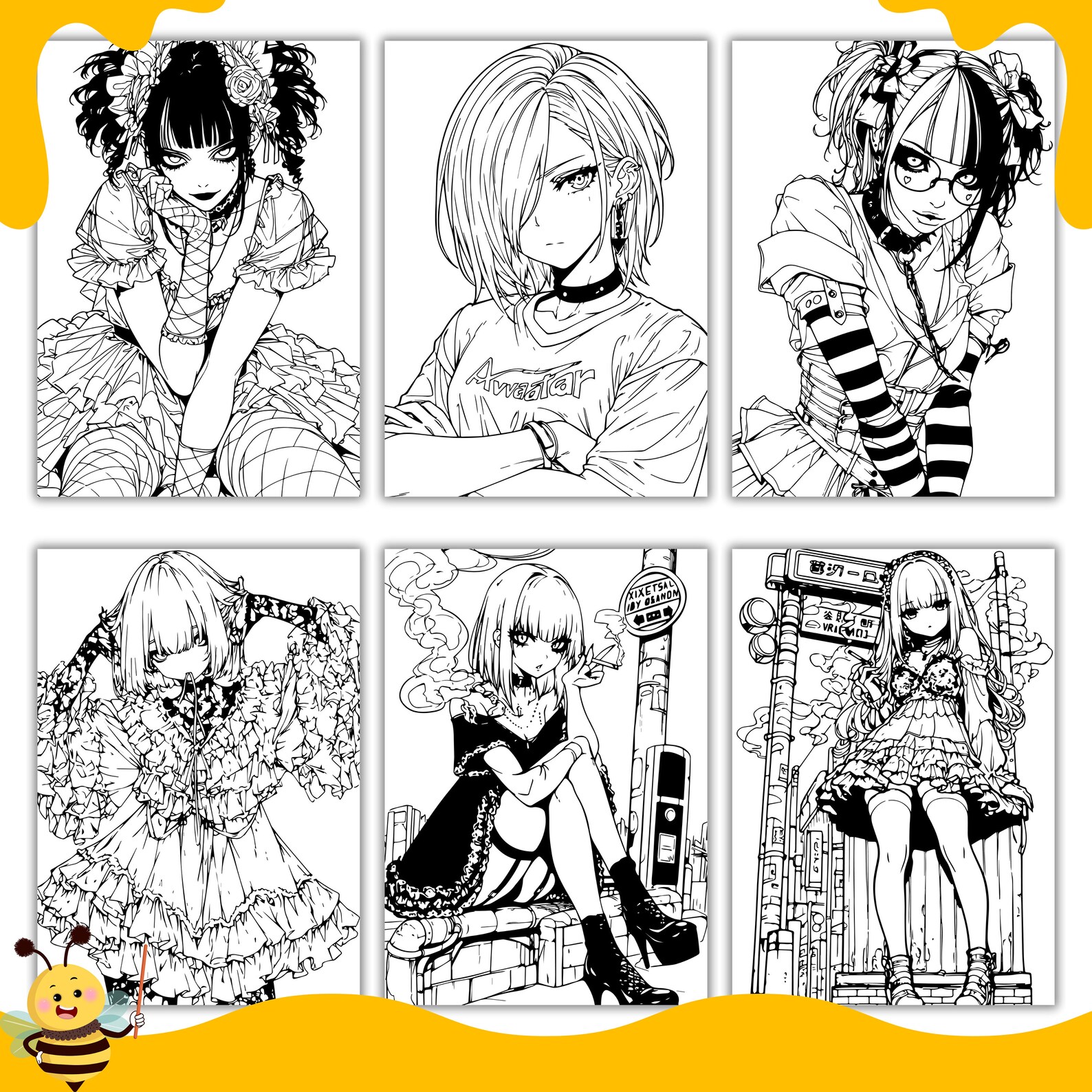 Goth Coloring Pages for Girls, Adult Coloring Pages, Coloring Book, PDF ...