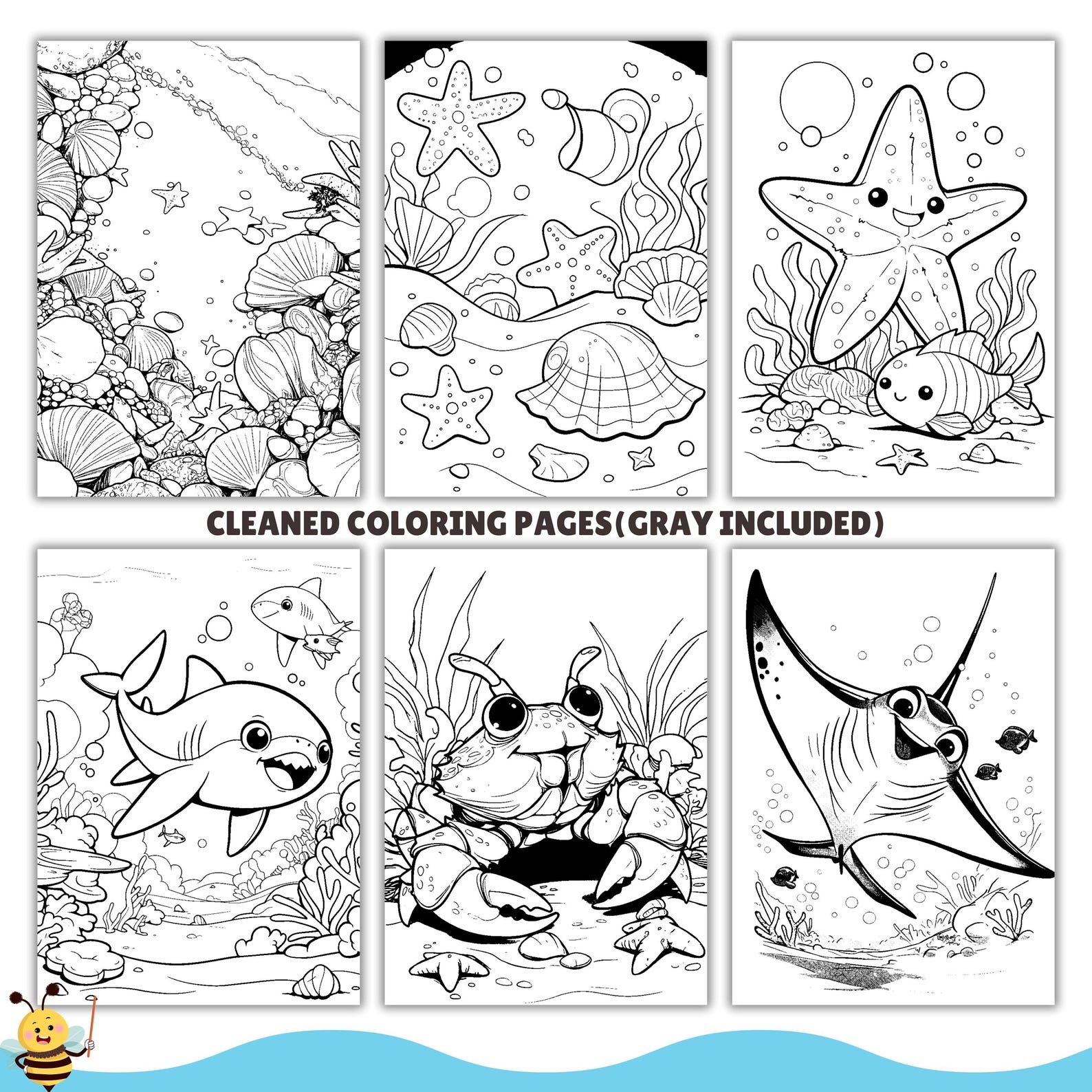 125 Sea Coloring Pages, Cute and Kawaii Coloring, Ocean Animals ...