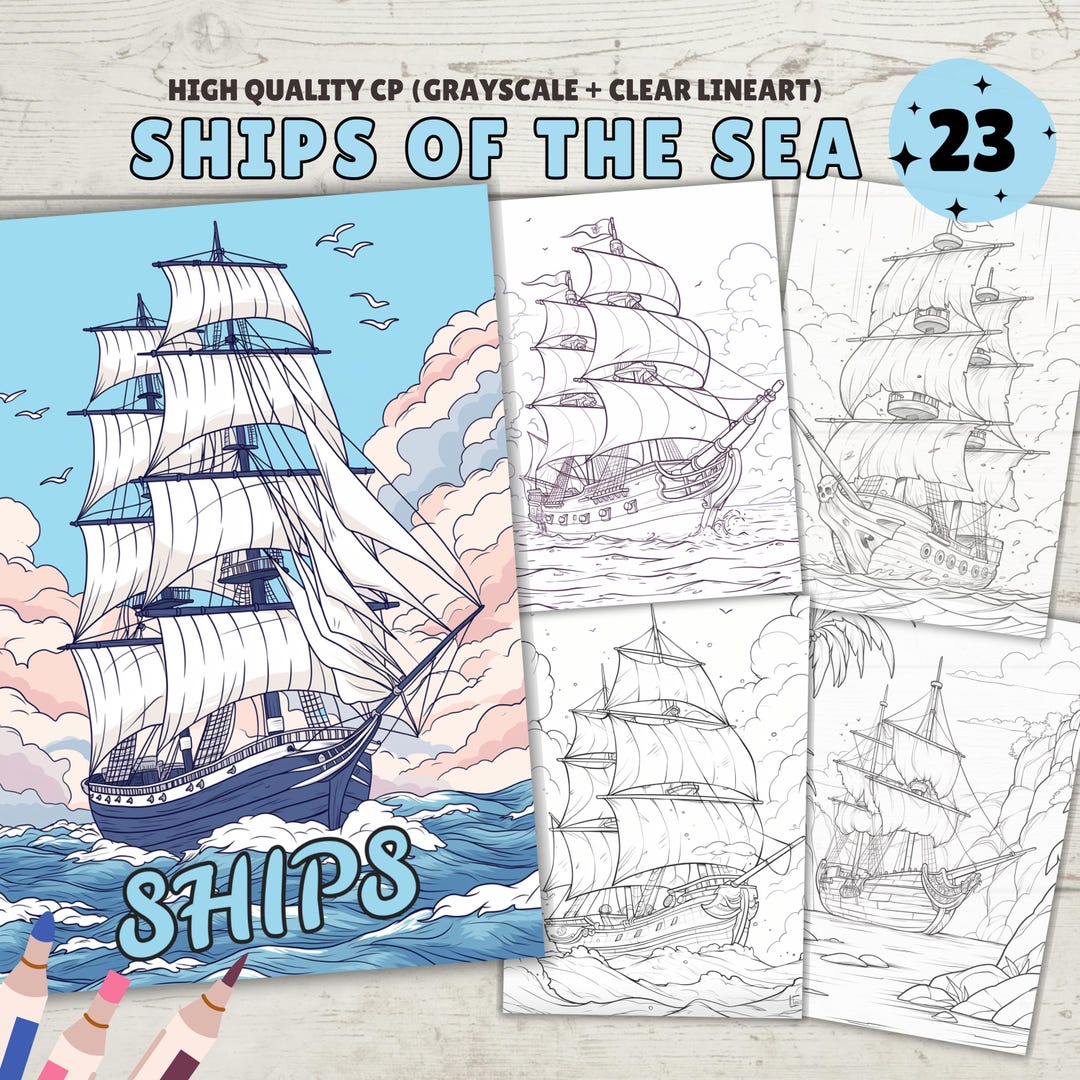 Ship Coloring Book, Sea Ship Coloring Pages, Digital Download, Instant ...