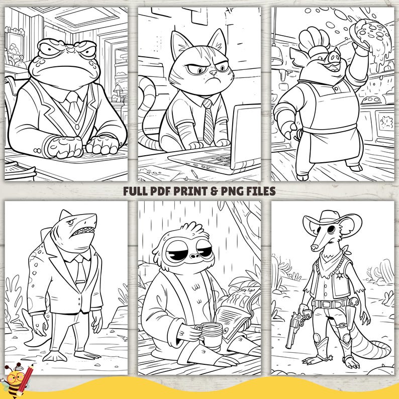 Funny Animals Coloring Pages, Funny Coloring Book, Animals as Human ...
