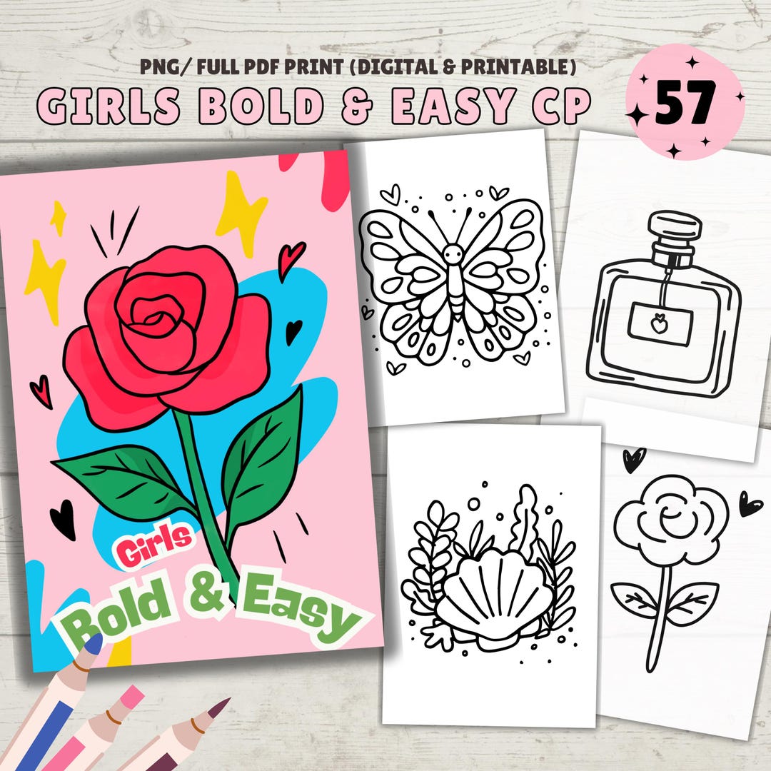 Girls Bold and Easy Coloring Pages, Simple Coloring Sheets, Easy ...
