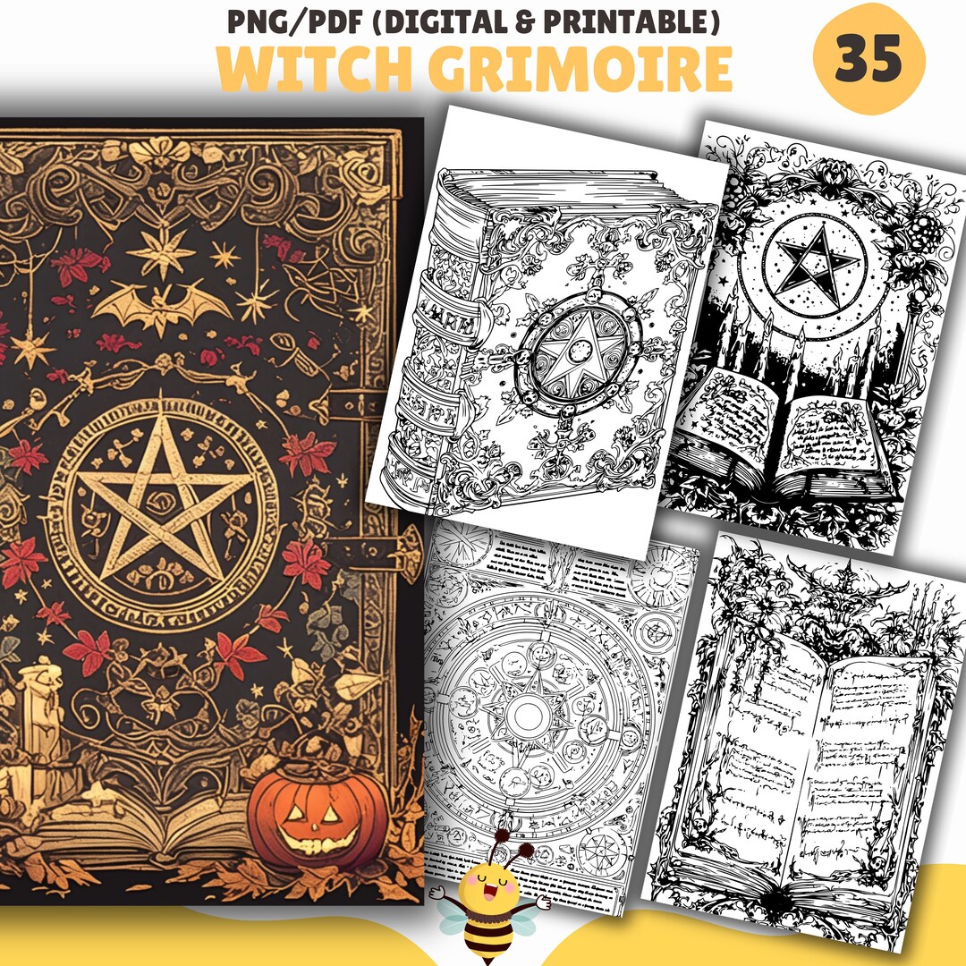 Witch Grimoire Printable Pages, Coloring Pages, Coloring Book ...