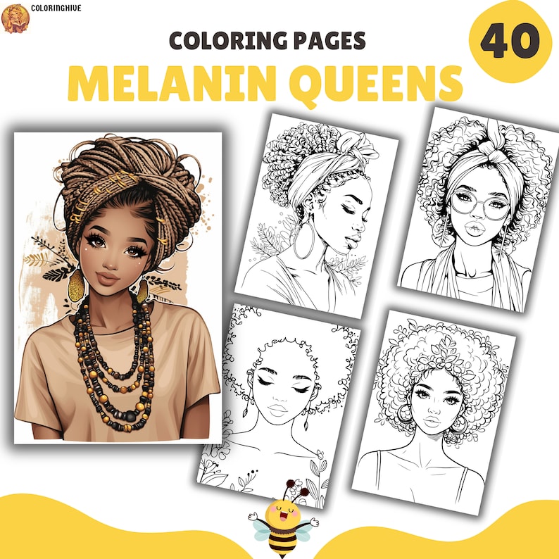 Adult Black Beauties Coloring Pages, Melanin Queens, Black Girls ...