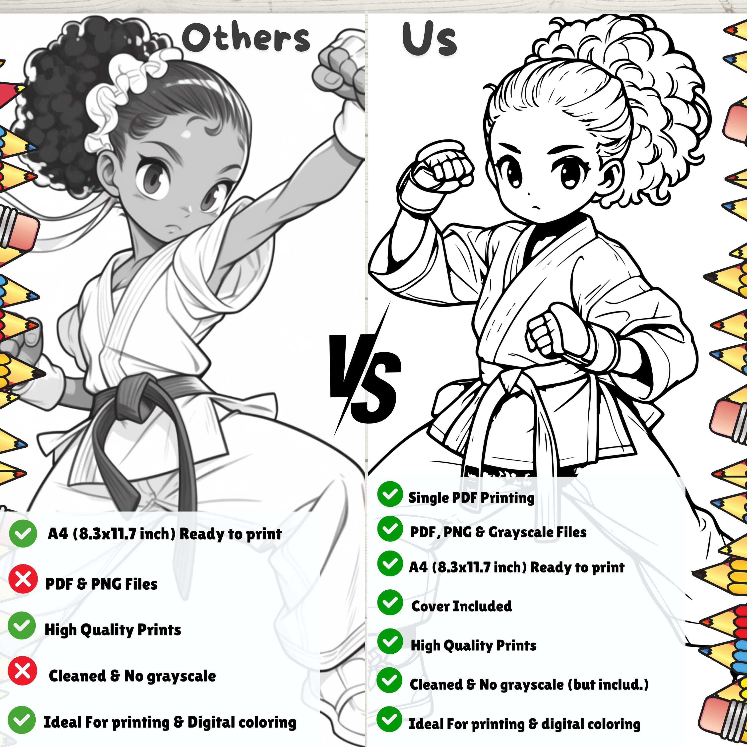Fantasy School Girl Coloring Pages, Girls Coloring Book, PDF, PNG ...