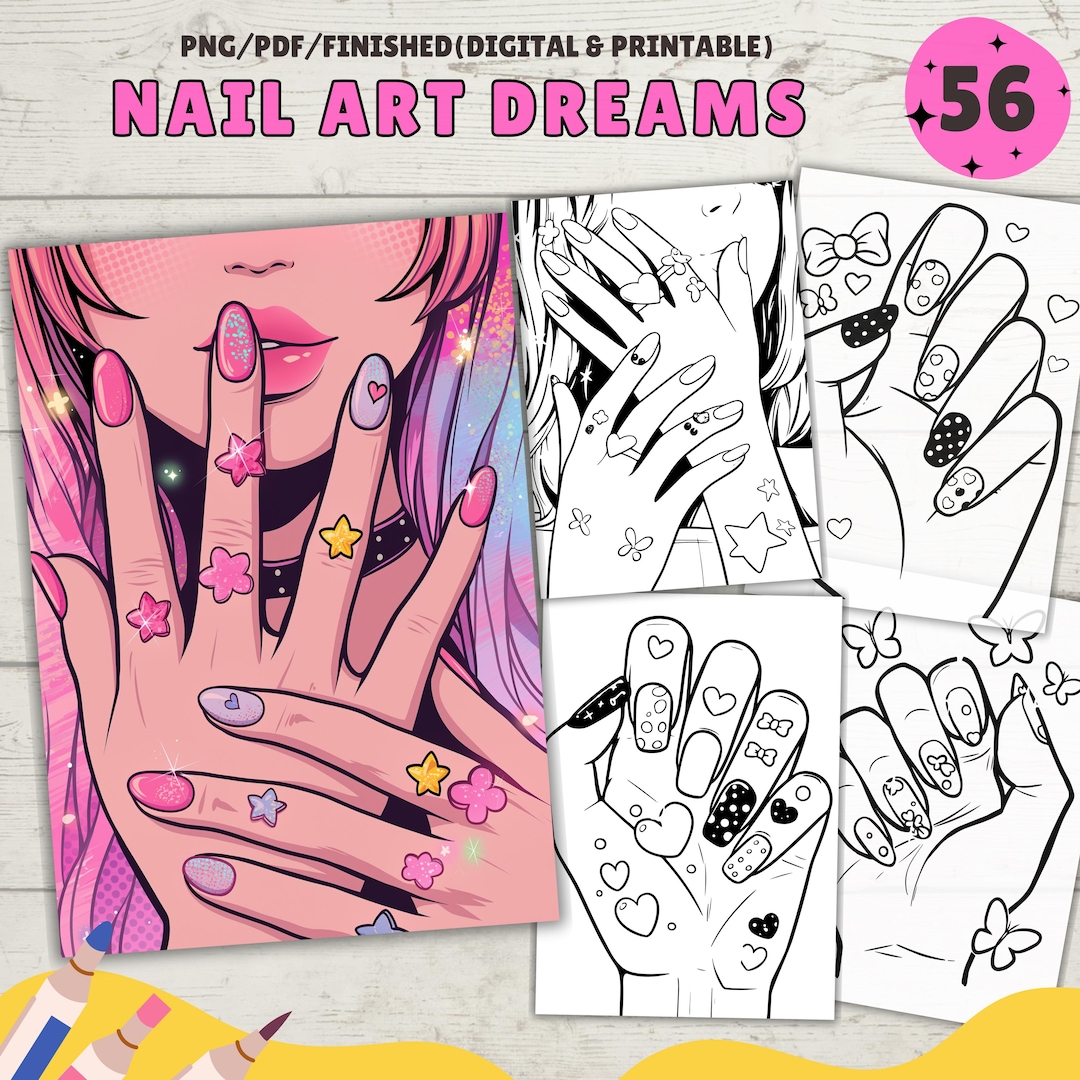 Nails Coloring Pages, Girls Coloring Sheets, Cosmetics Coloring Book ...
