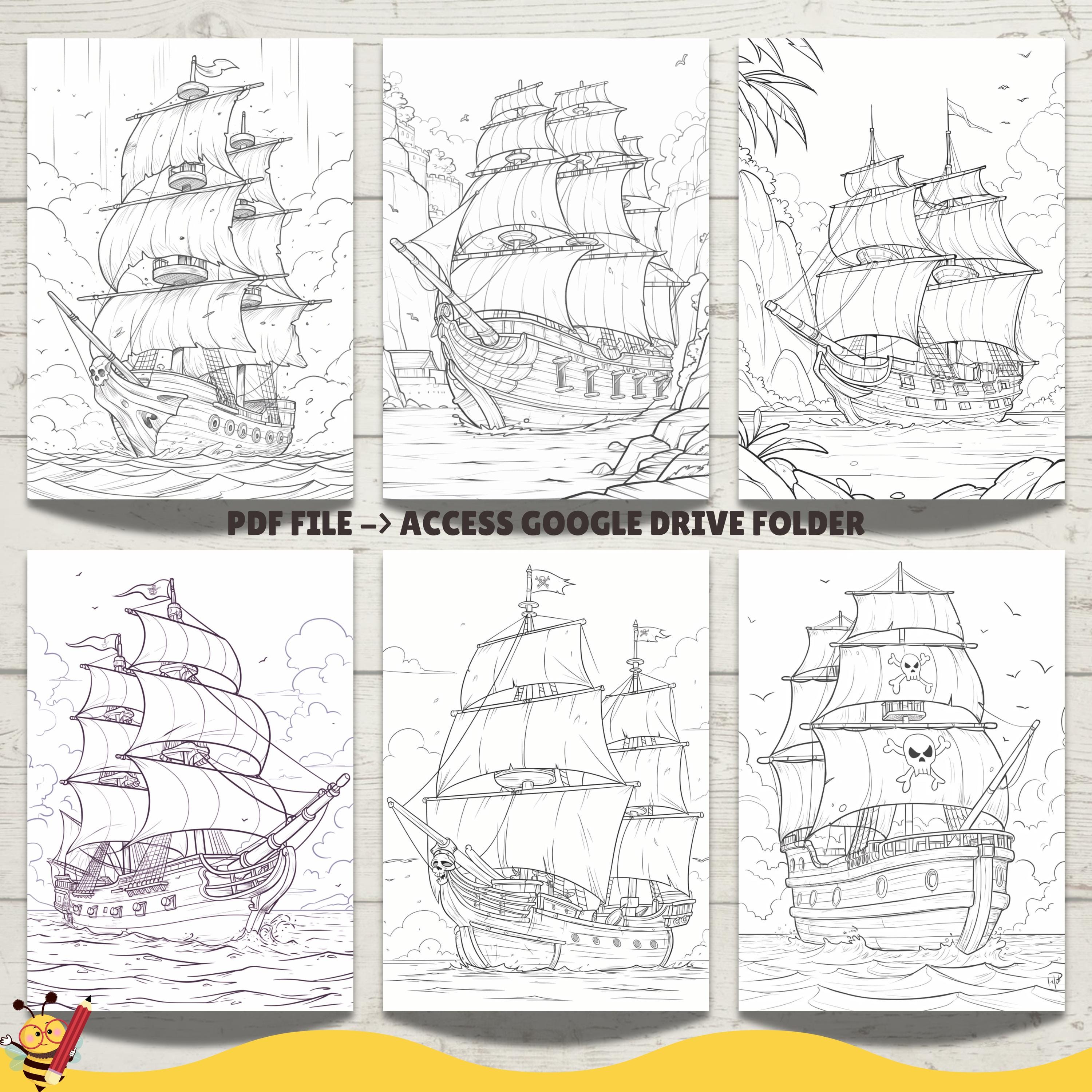 Ship Coloring Book, Sea Ship Coloring Pages, Digital Download, Instant ...