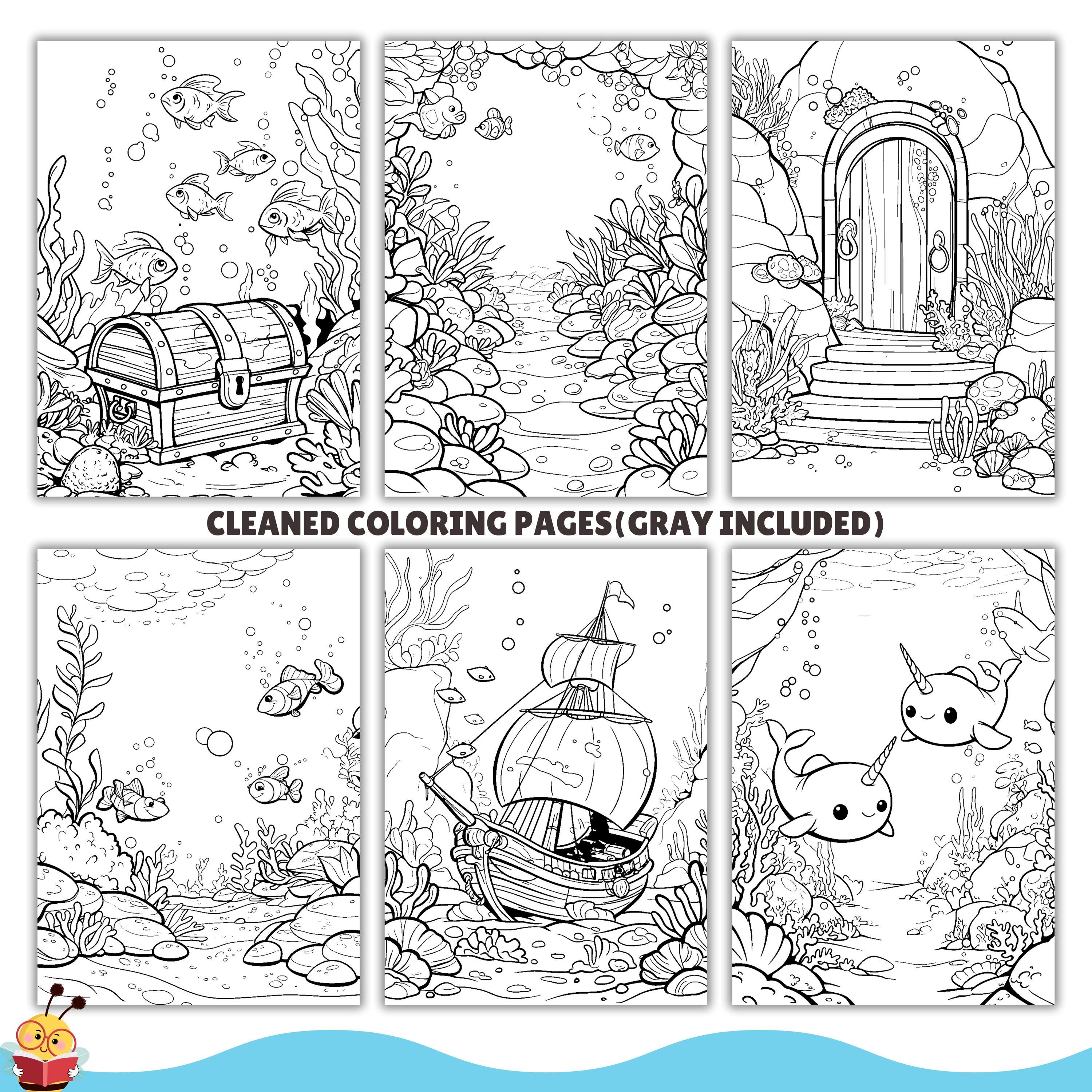 125 Sea Coloring Pages, Cute and Kawaii Coloring, Ocean Animals ...
