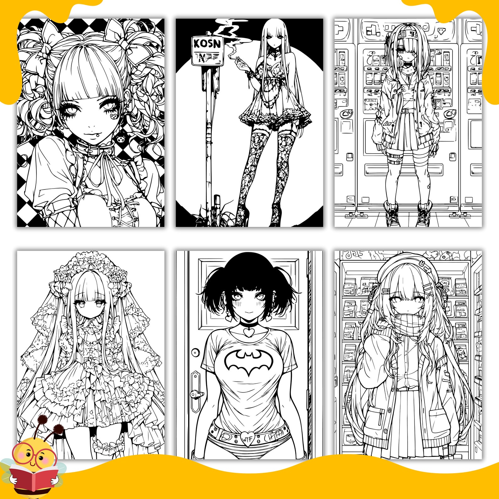 Goth Coloring Pages for Girls, Adult Coloring Pages, Coloring Book, PDF ...
