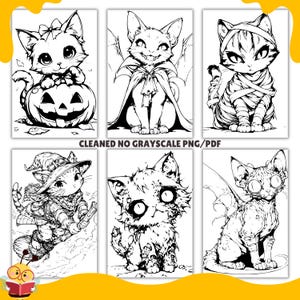 Halloween Cats Coloring Book, Animals Coloring Pages, Scary, Horror ...