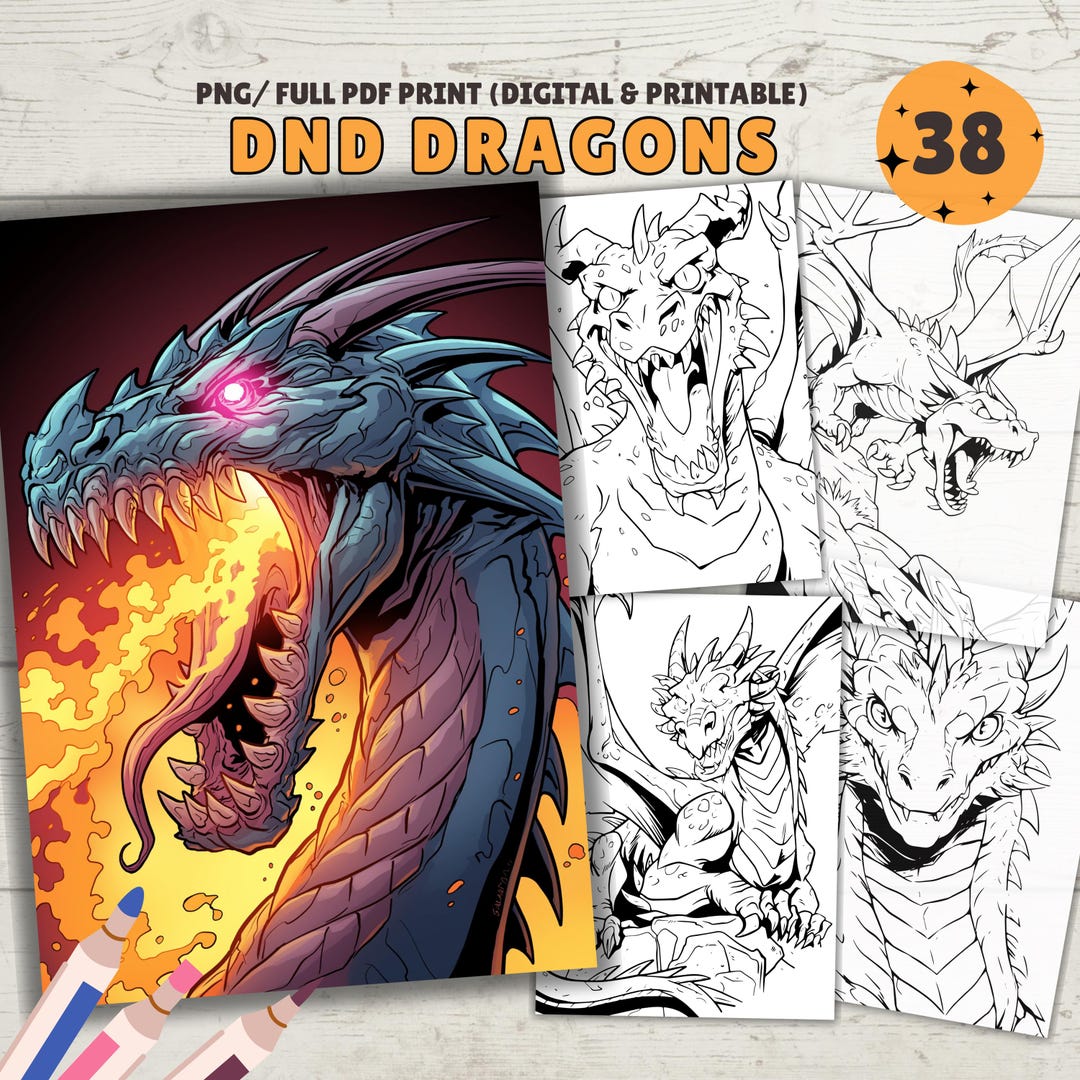 Dnd Dragons Coloring Pages, Dragon Coloring Book, Dungeons and Dragons ...