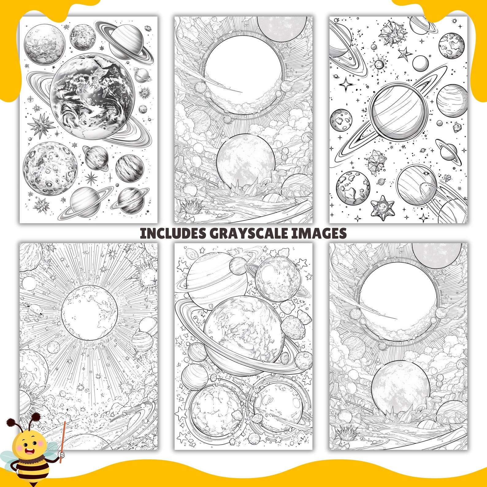 30 Planets Coloring Pages, Space, Galaxy, Coloring Book, Adult and Kids ...