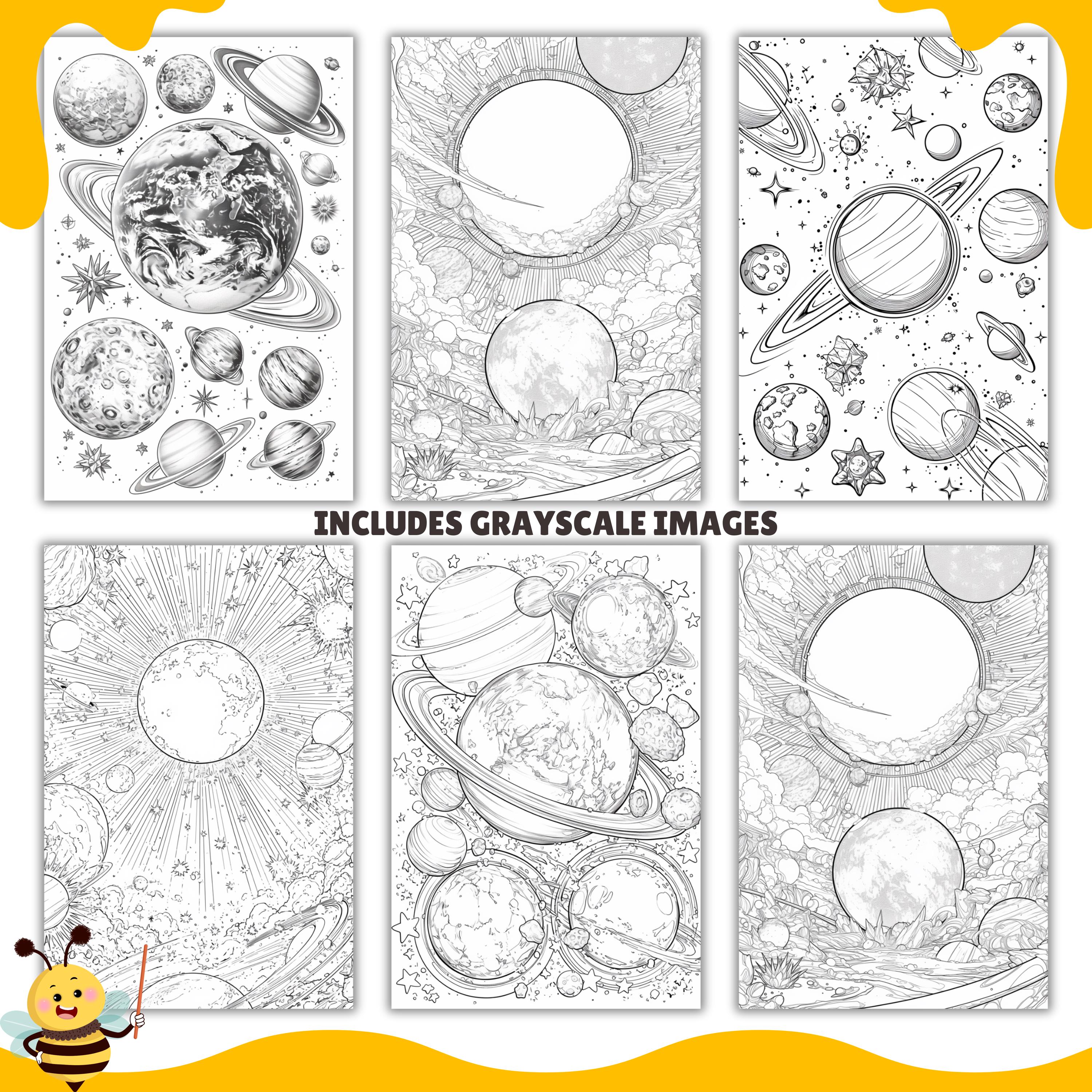 30 Planets Coloring Pages, Space, Galaxy, Coloring Book, Adult and Kids ...