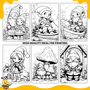 Cute Gnomes Coloring Book, Kawaii Gnomes Coloring Pages, Gnomes ...