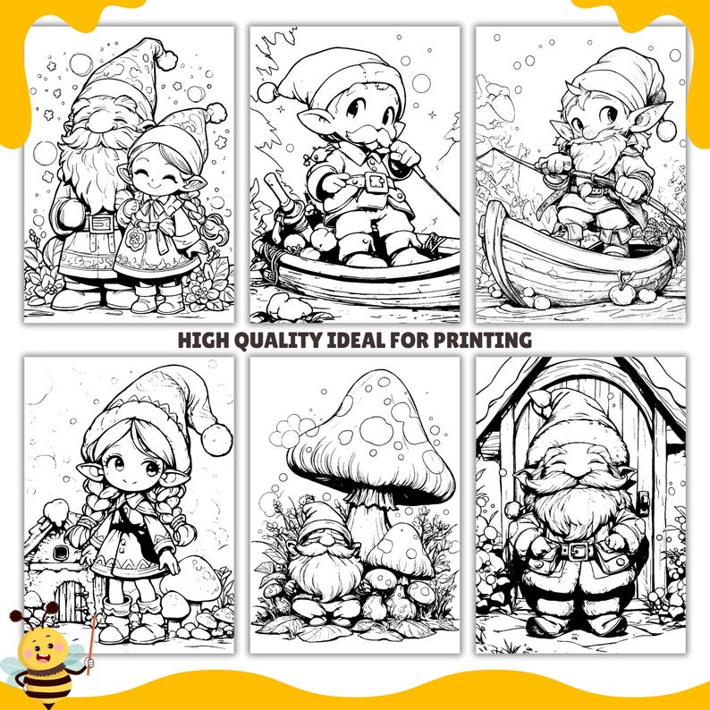 Livro de colorir de gnomos fofos, páginas para colorir de gnomos kawaii ...