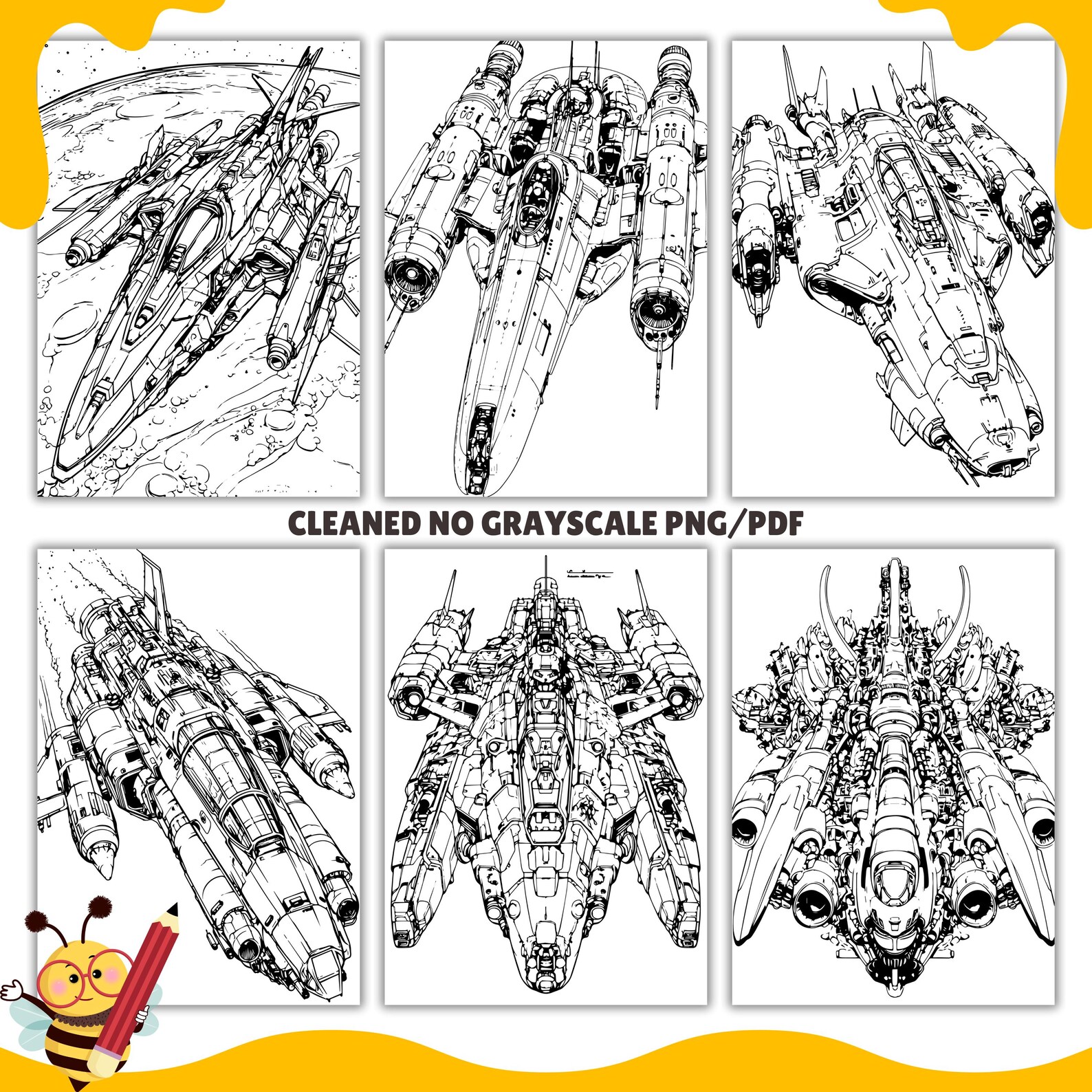 21 Spaceship Coloring Pages, Space Coloring, PDF & PNG, Digital and ...