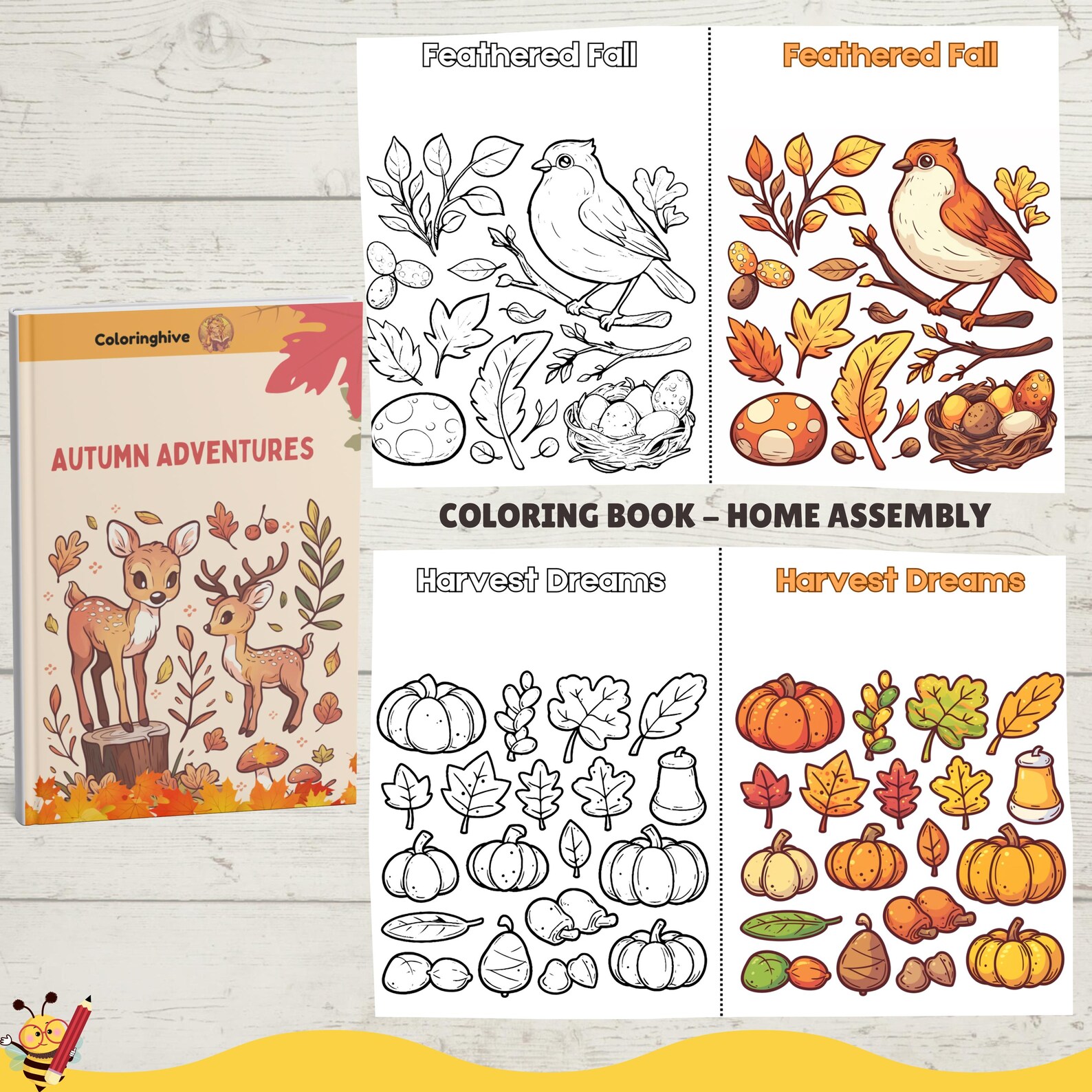 Autumn Coloring Book, Paper Craft Homemade Coloring Book, Cute Coloring ...
