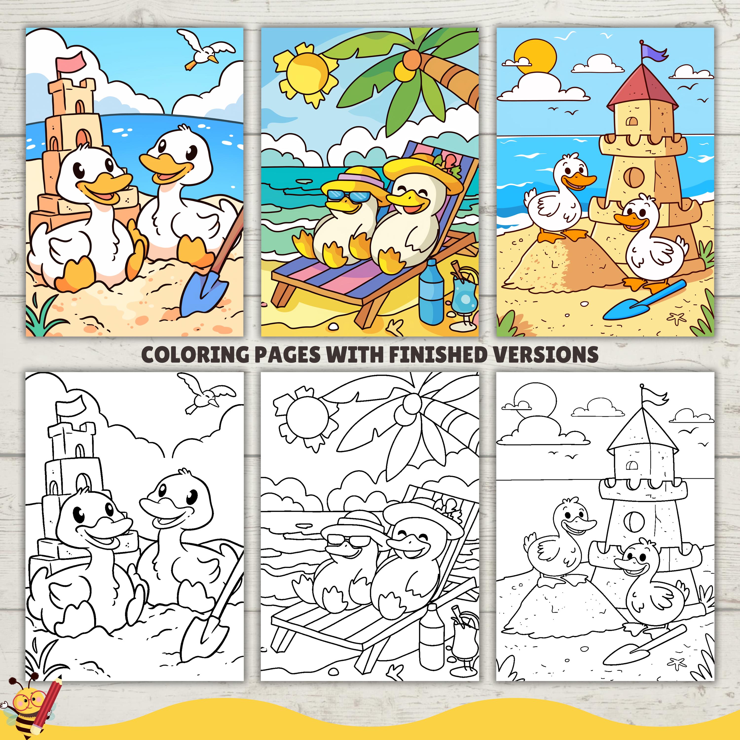 Ducks on Vacation Coloring Pages, Kids Coloring Pages, Simple Coloring ...