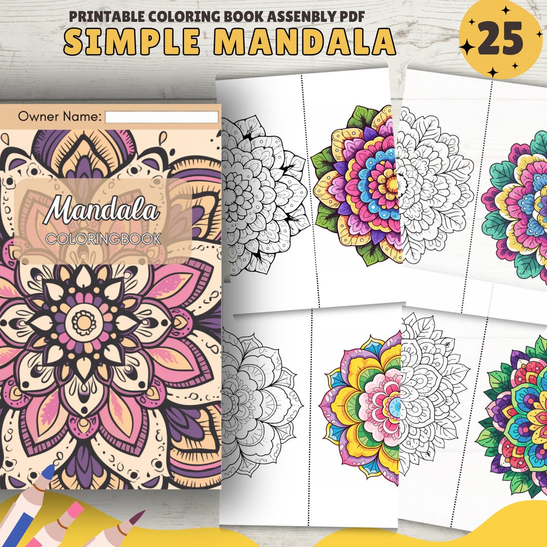 Easy Mandala Coloring Book, Paper Craft Homemade Coloring Book ...