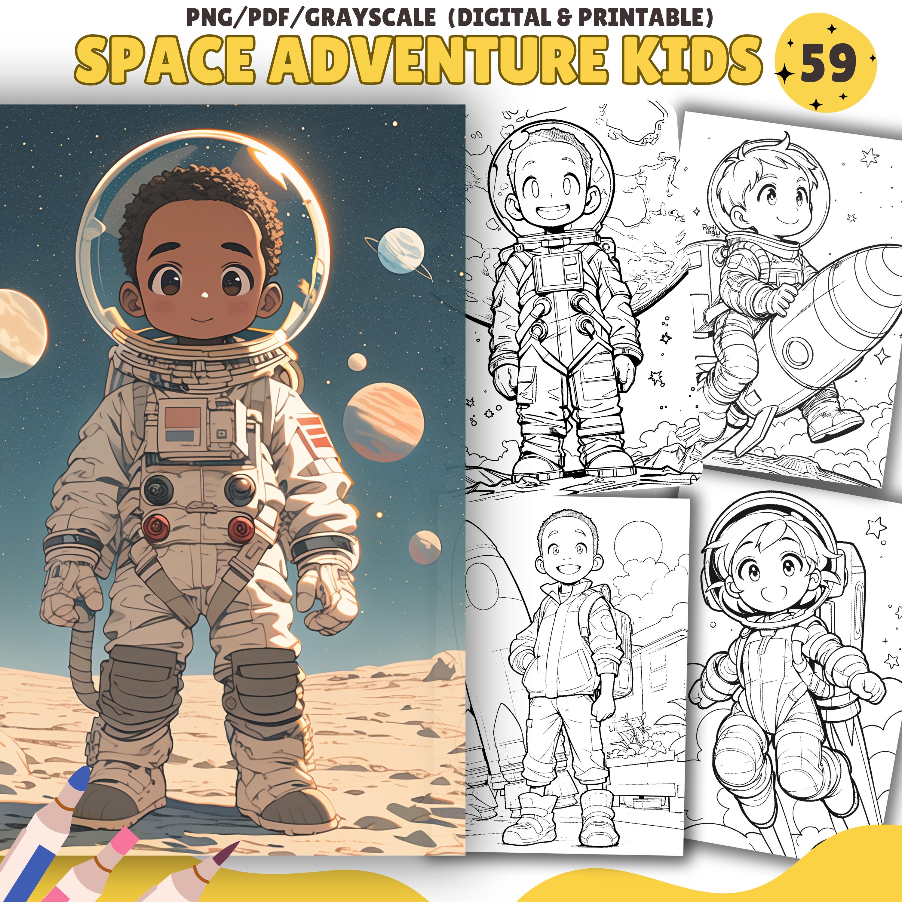 Kids Space Adventure Coloring Pages, Galaxy Coloring Book, Kids ...