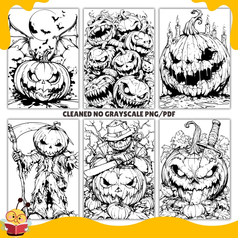 26 Halloween Pumpkin Coloring Pages, Coloring Book, Horror, Scary ...