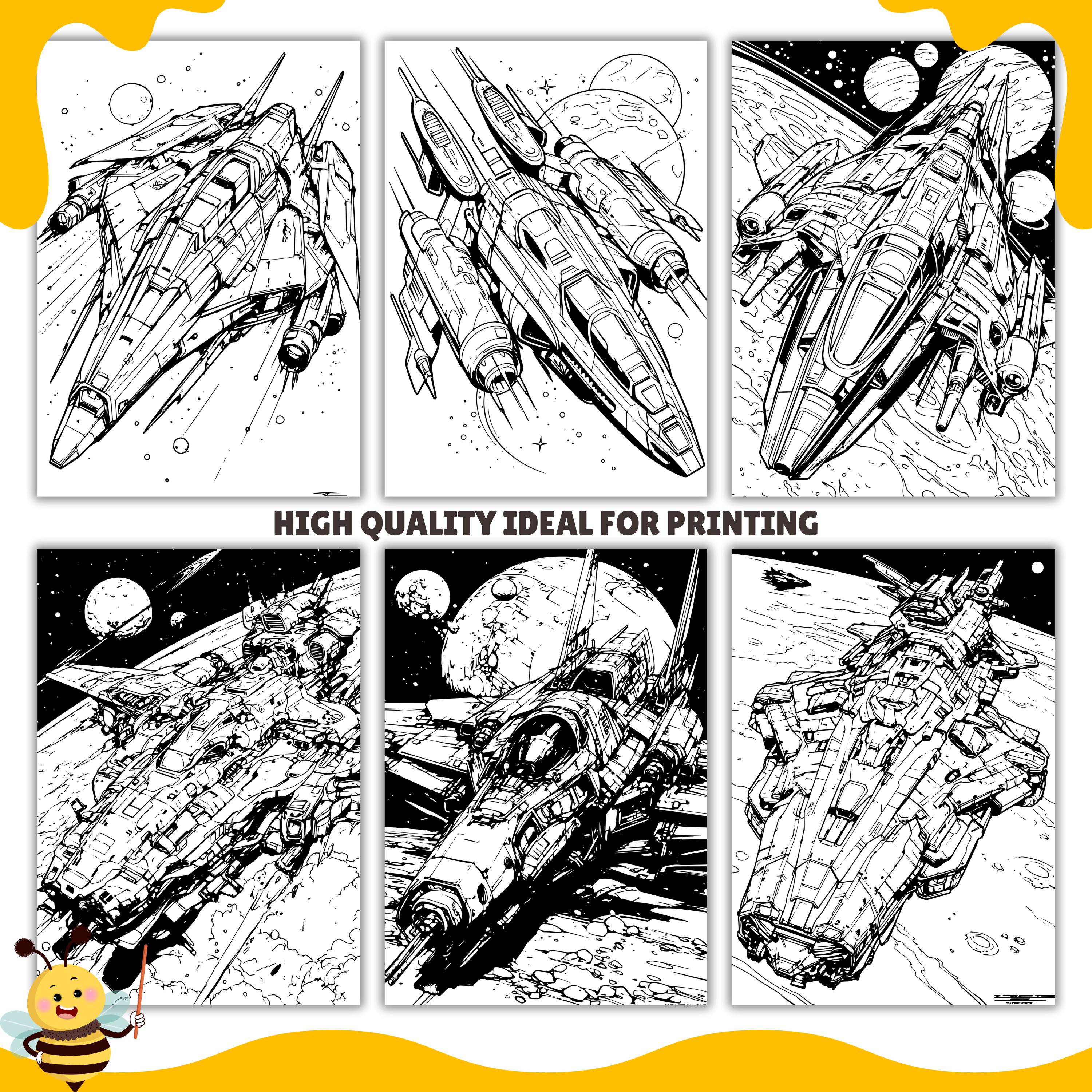 21 Spaceship Coloring Pages, Space Coloring, PDF & PNG, Digital and ...