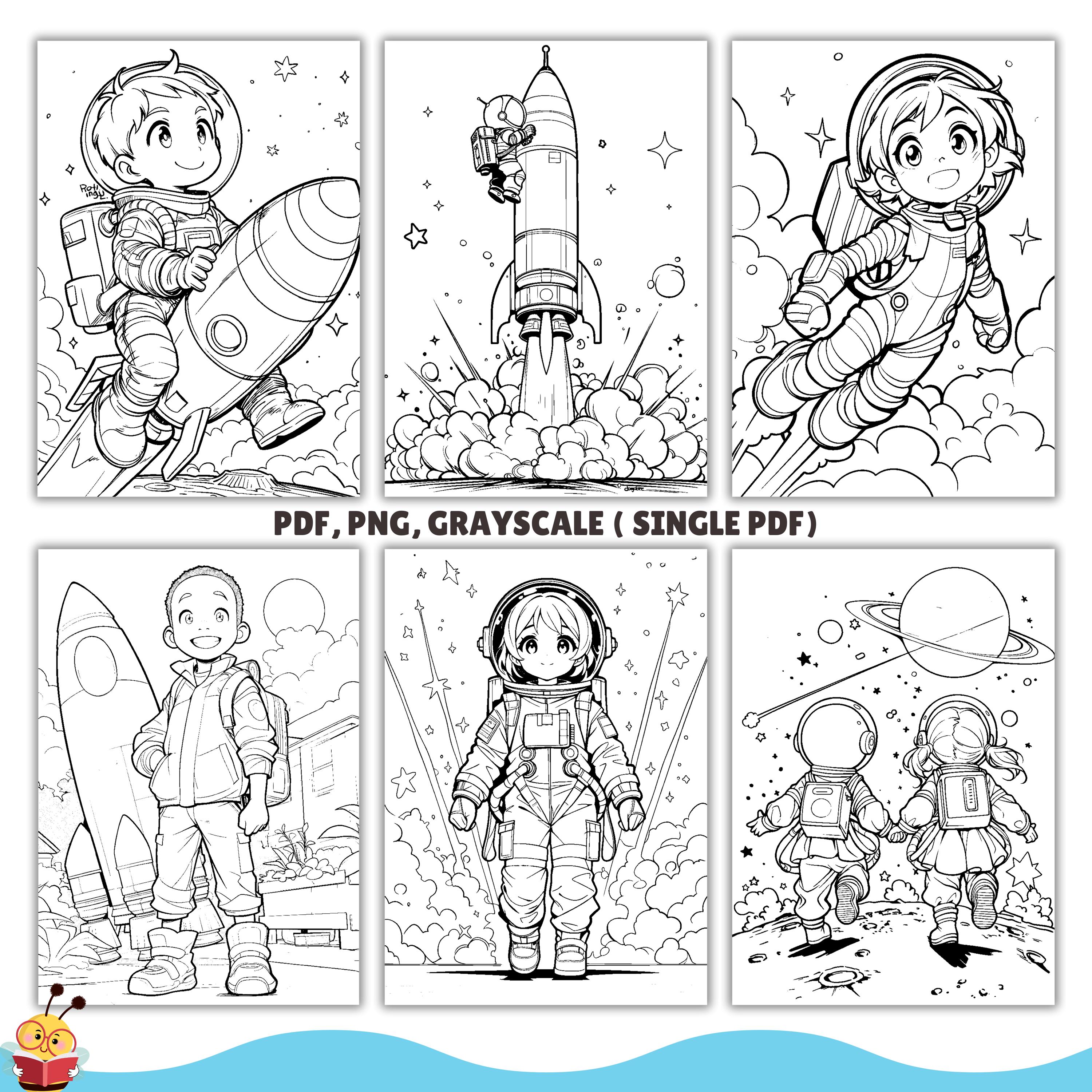 Kids Space Adventure Coloring Pages, Galaxy Coloring Book, Kids ...
