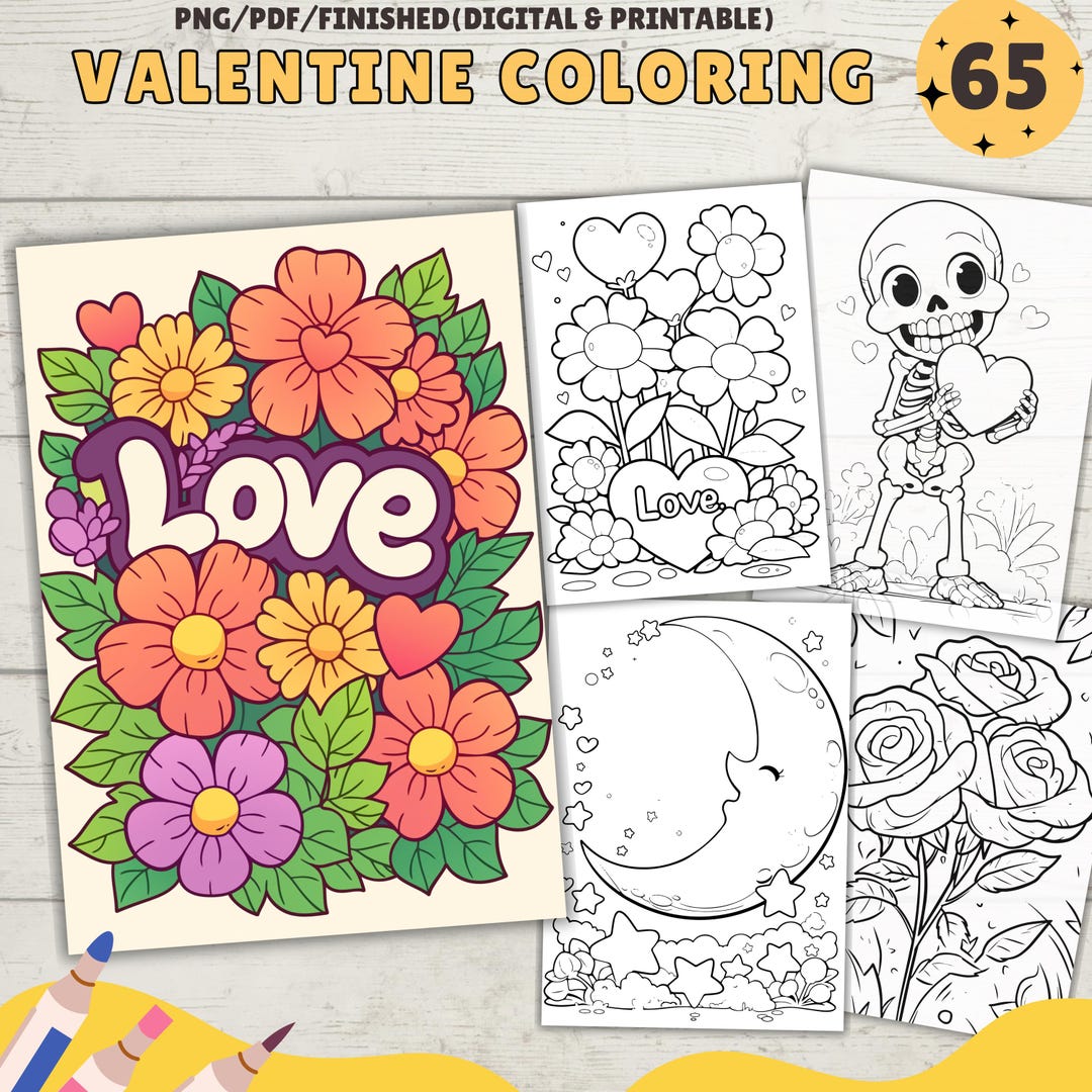 Valentine Love Coloring Pages, Couples Coloring Sheets, PNG & PDF ...