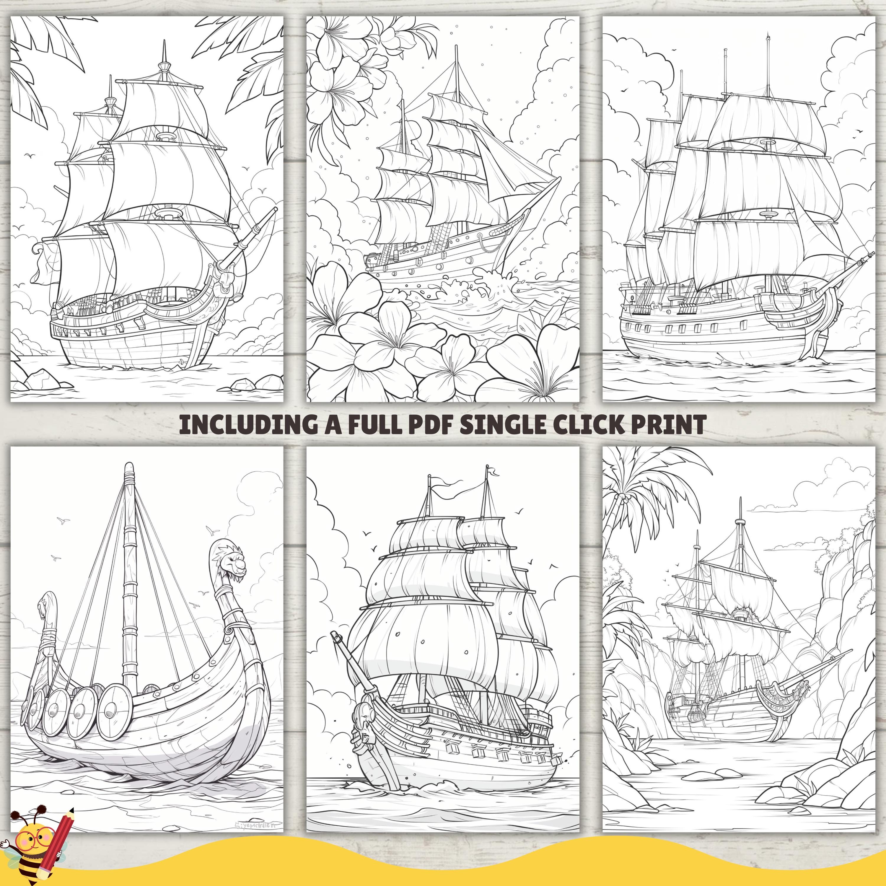 Ship Coloring Book, Sea Ship Coloring Pages, Digital Download, Instant ...