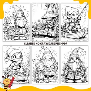 Cute Gnomes Coloring Book, Kawaii Gnomes Coloring Pages, Gnomes ...