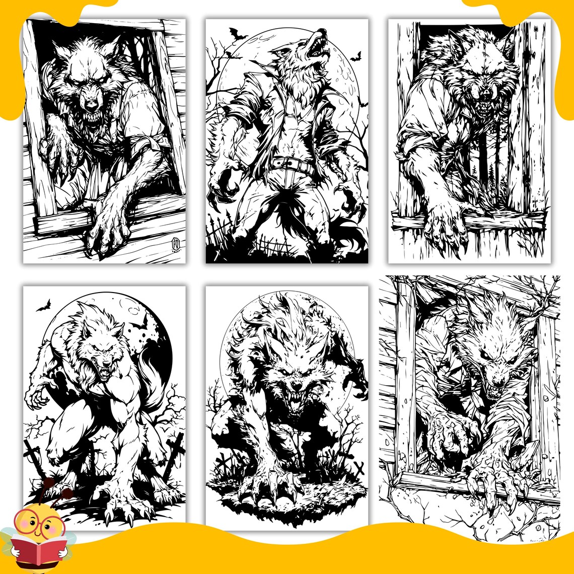 Halloween Werewolf Coloring Pages, Coloring Book, Halloween Wolf ...