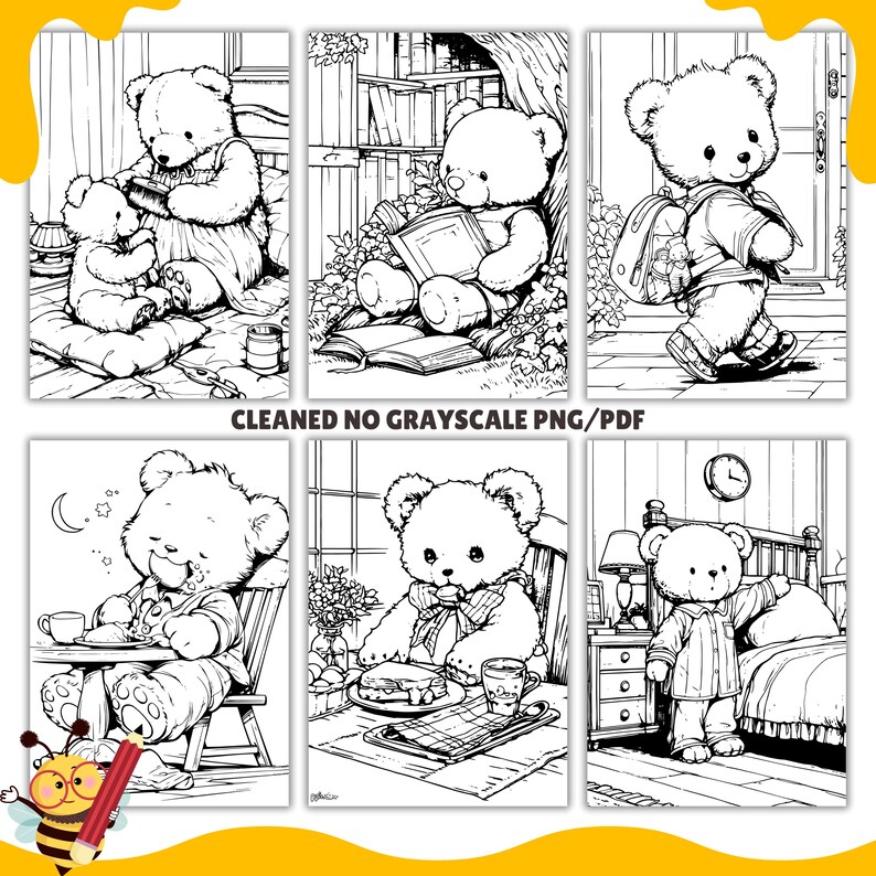 34 Teddy Bear Life Coloring Pages, Cute, Kawaii, Adorable Kids Coloring ...