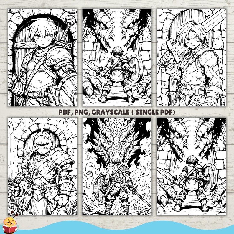 Dnd Warrior Coloring Pages, Anime Warrior Coloring Book, PDF, PNG ...