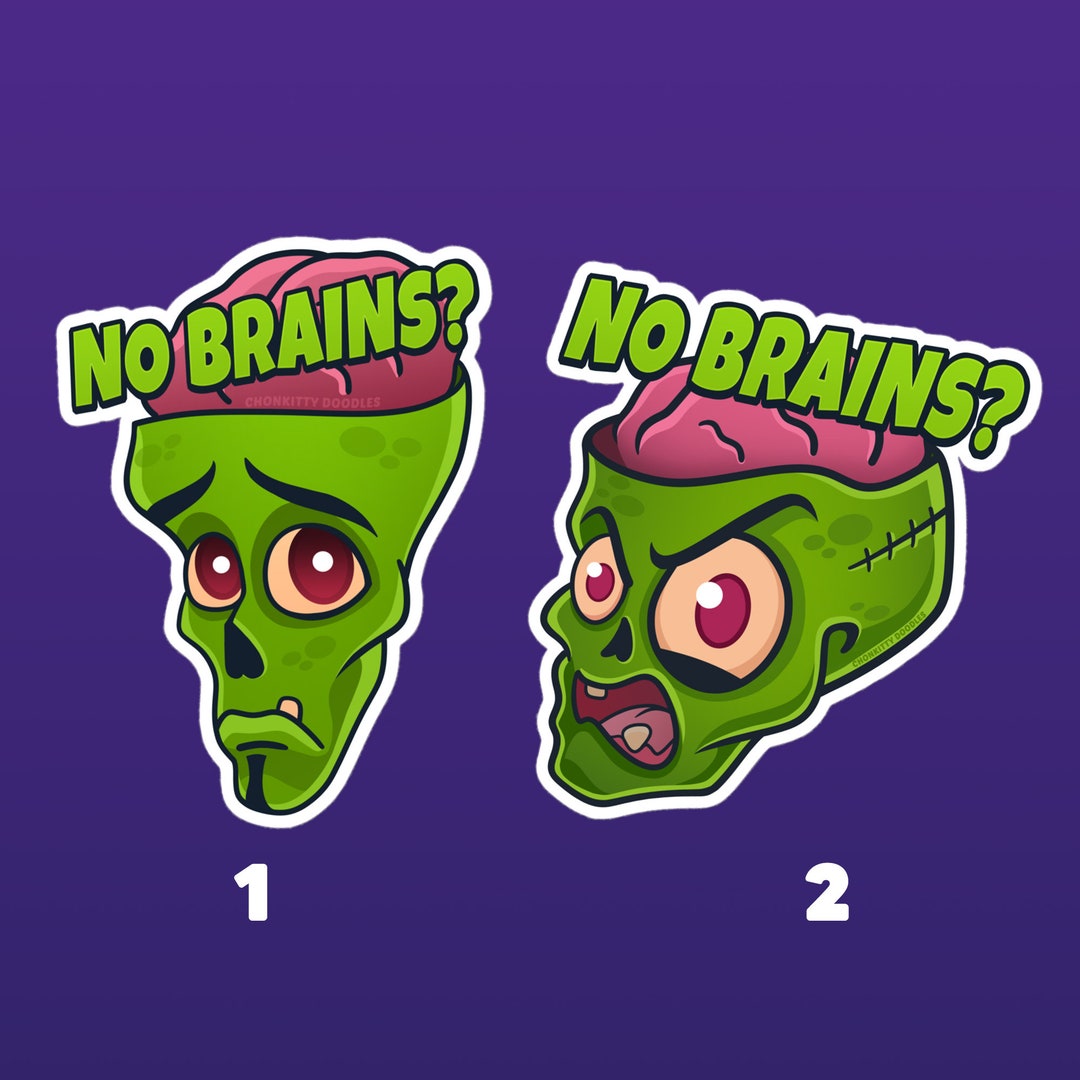 No Brains Zombie Sticker Funny Cartoon Meme Creepy Monster - Etsy