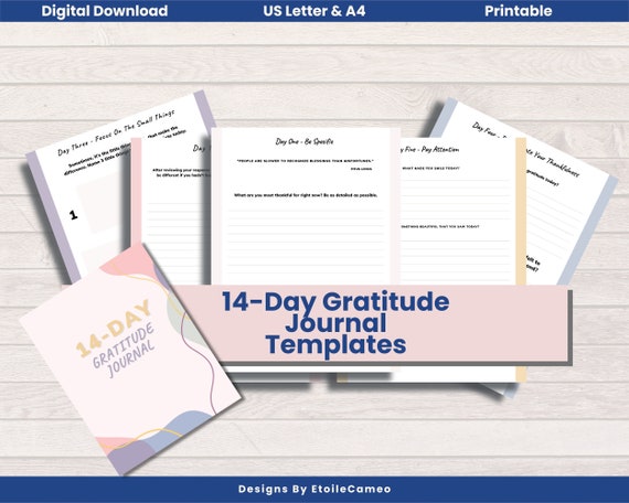 14-day Gratitude Journal Template. Self-help Printable - Etsy