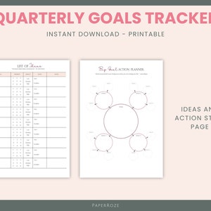 Quarterly Goal Tracker | Printable Goal Planner, Digital Goal Worksheet ...