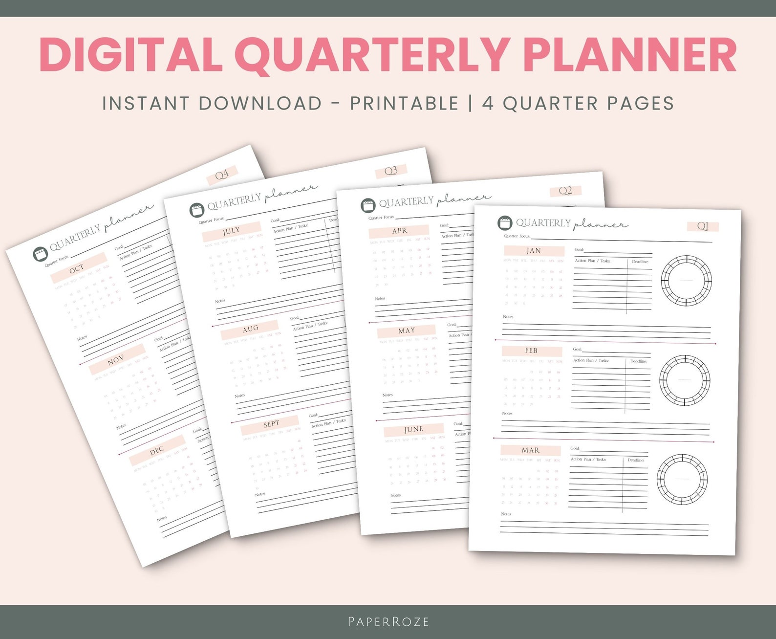 2024 Quarterly Goal Planner | Printable Weekly Planner, Digital Goal ...