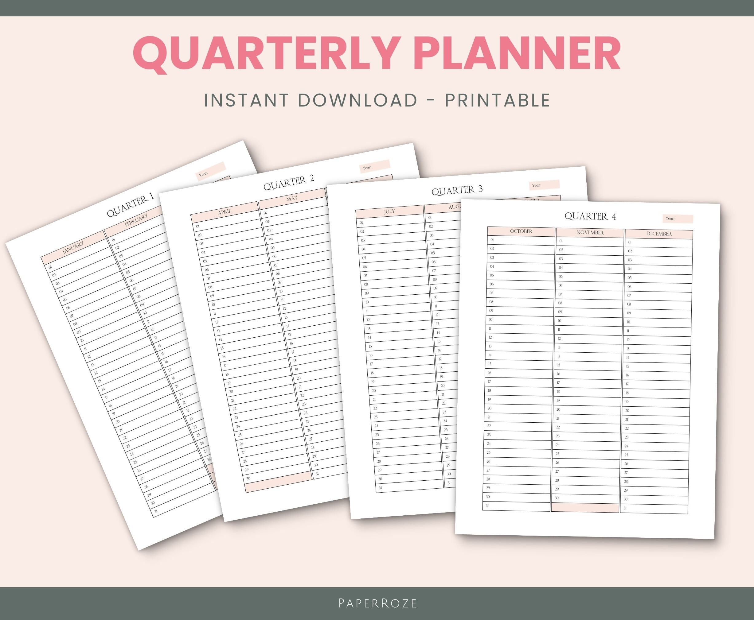 Quarterly Goal Planner | Printable Goal Planner, Digital Goal Worksheet ...