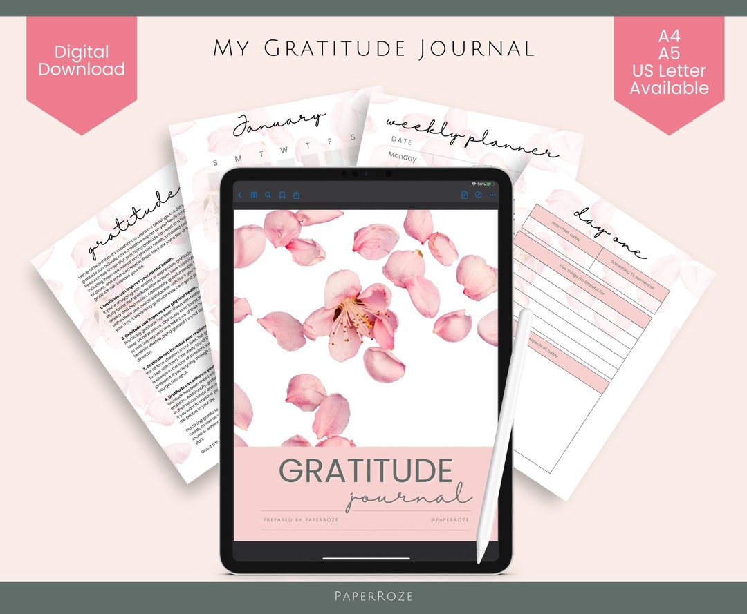 Gratitude Journal | Printable Journal | Digital Download Journal ...