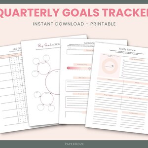 Quarterly Goal Tracker | Printable Goal Planner, Digital Goal Worksheet ...