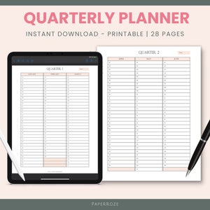 Quarterly Goal Planner | Printable Goal Planner, Digital Goal Worksheet ...