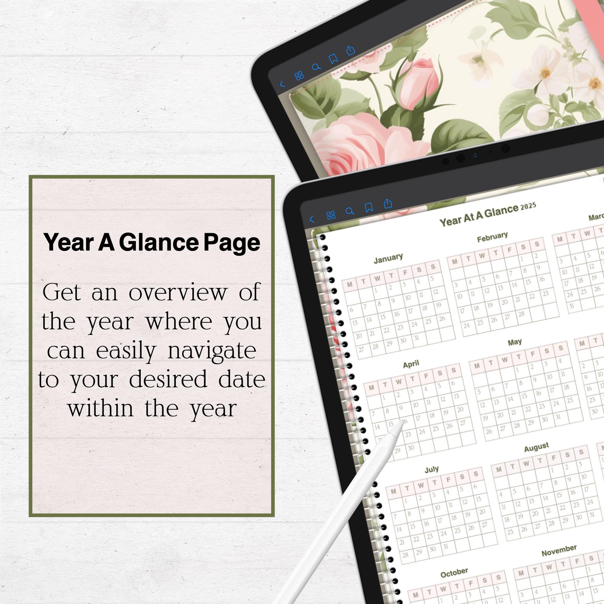 2025 Floral Planner | MONDAY Start | Monthly, Weekly & Daily Planner ...