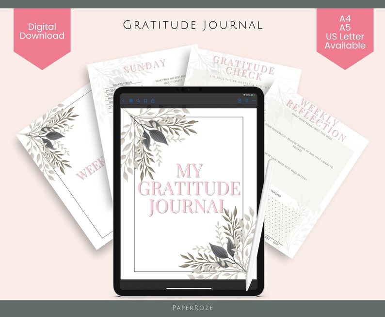 Gratitude Journal | Printable Journal | Digital Download Journal ...